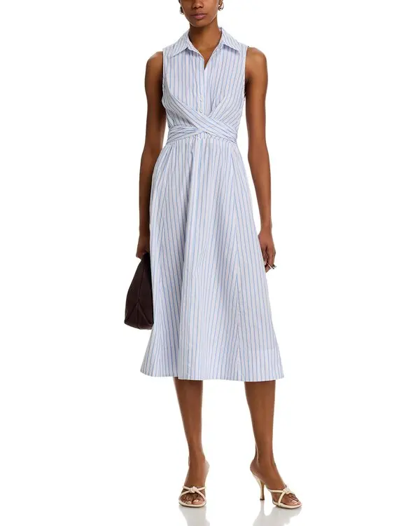 Derek Lam 10 Crosby Shanaya Front Wrap Poplin Striped Dress