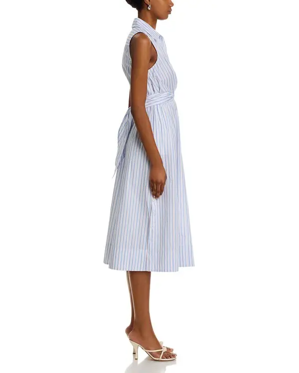Derek Lam 10 Crosby Shanaya Front Wrap Poplin Striped Dress