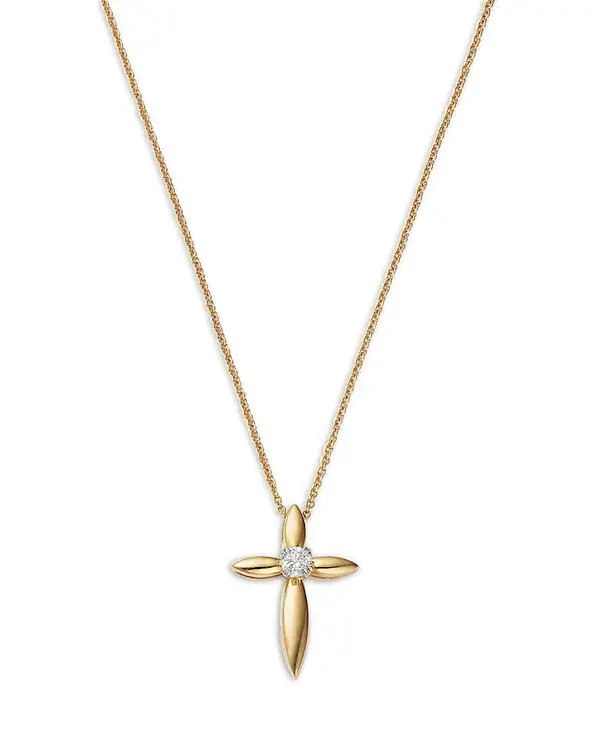 Bloomingdale'S 14k Yellow Diamond Cross Pendant Necklace - Gold