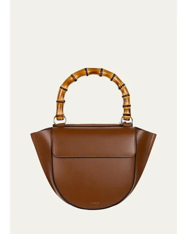 WANDLER Hortensia Mini Leather Top-handle Bag - Saddle