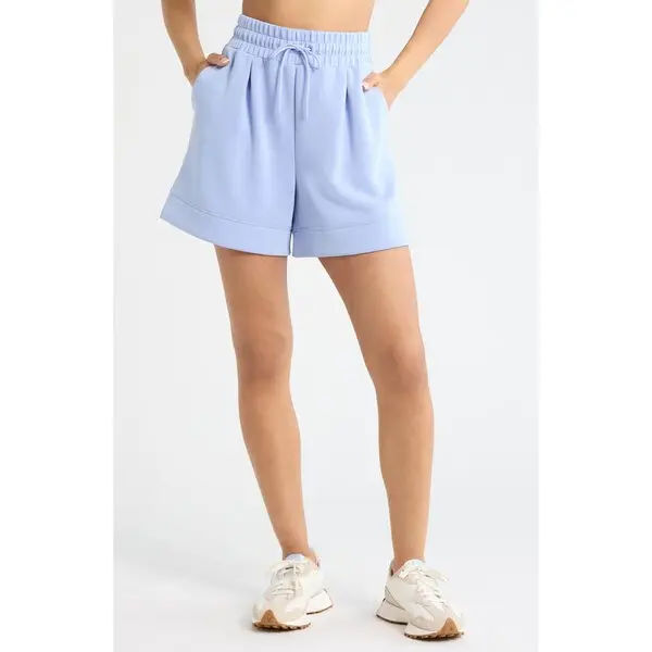 Zella High Waist Knit Shorts - Blue Stork