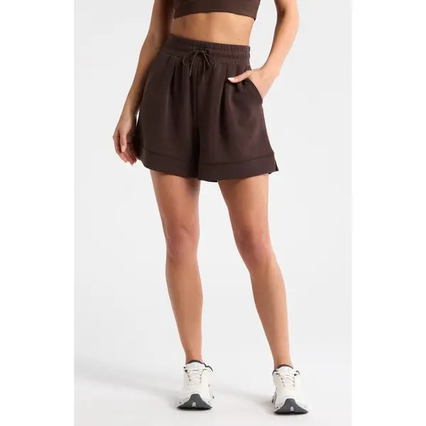 Zella High-waist Knit Shorts - Brown Mole