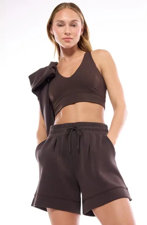 Zella High-waist Knit Shorts - Brown Mole