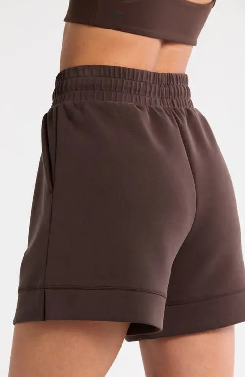 Zella High-waist Knit Shorts - Brown Mole