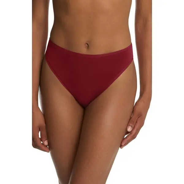 Natori Bliss Bare Cotton High Cut Brief - Dk Red