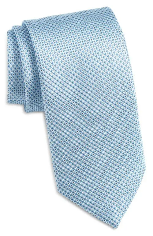 BOSS Micropattern Silk Blend Tie - Light Blue