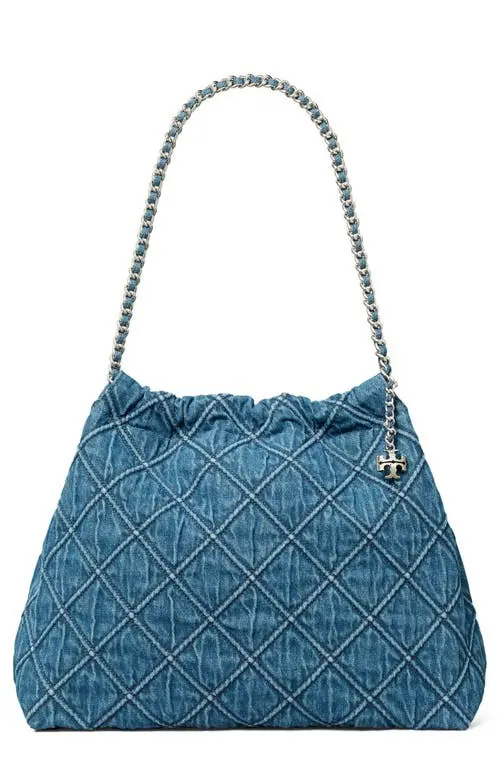 Tory Burch Fleming Soft Quilted Hobo Bag - Denim