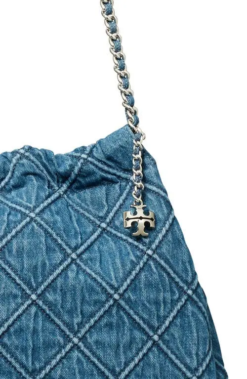 Tory Burch Fleming Soft Quilted Hobo Bag - Denim