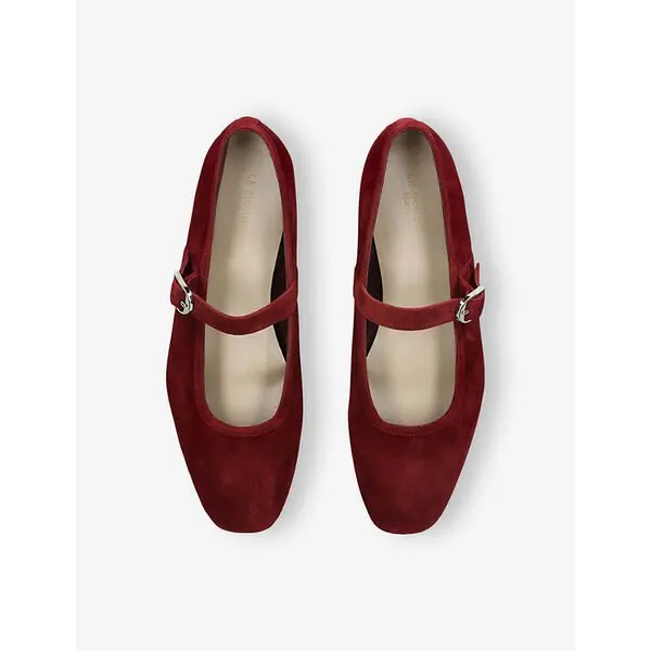 Le Monde Beryl Mary Jane Suede Ballet Flats - Red/dark