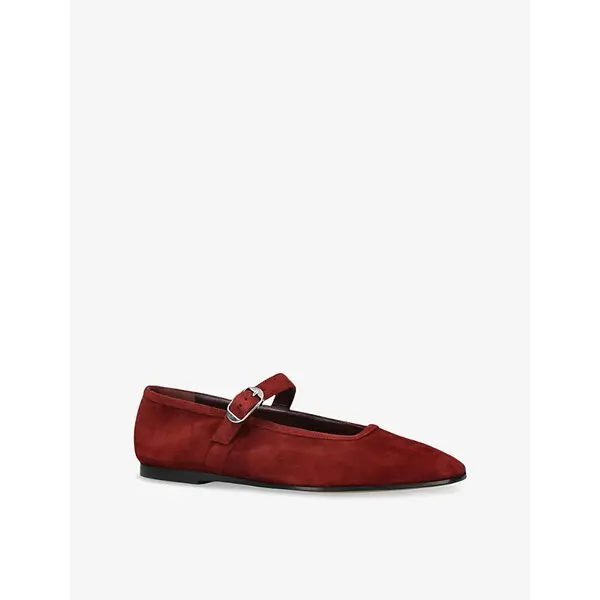 Le Monde Beryl Mary Jane Suede Ballet Flats - Red/dark