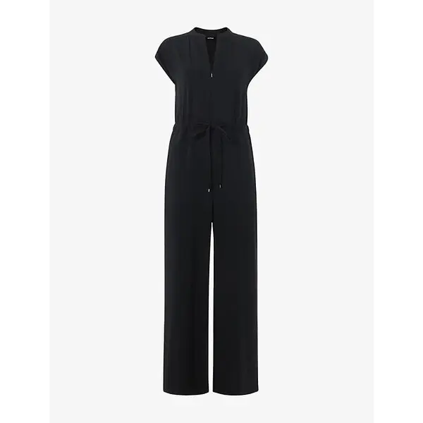 Whistles V-neck Short-sleeve Woven Jumpsuit - Black