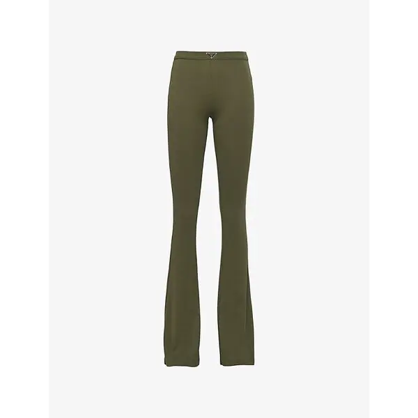 Prada Ribbed Flared-leg Knitted Trousers