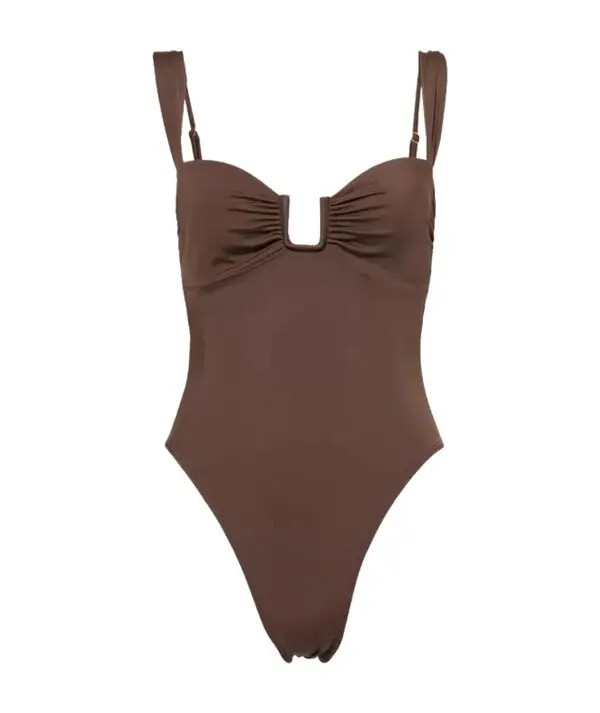 AWAY THAT DAY Cannes Balconette High-leg One-piece - Espresso