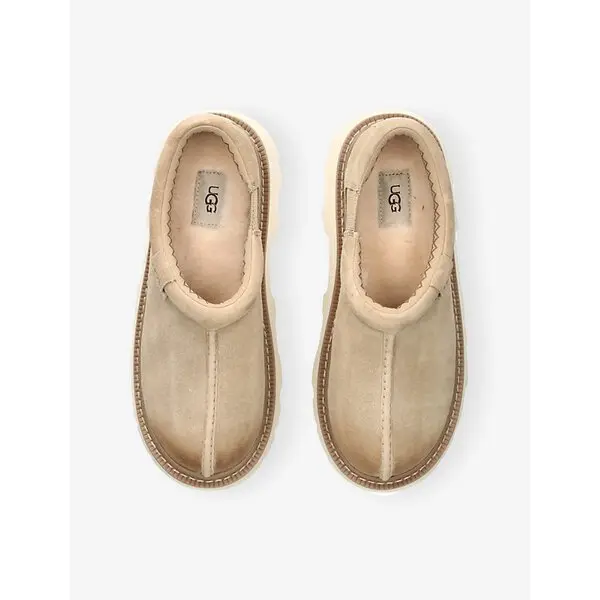 UGG Tasman Lug-sole Suede Slippers - Tan