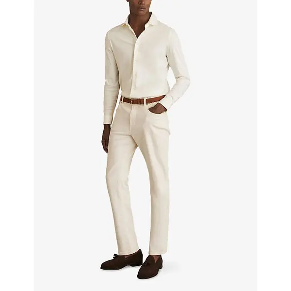 REISS Duke Button-through Cotton-jersey Shirt Xxl - Ecru