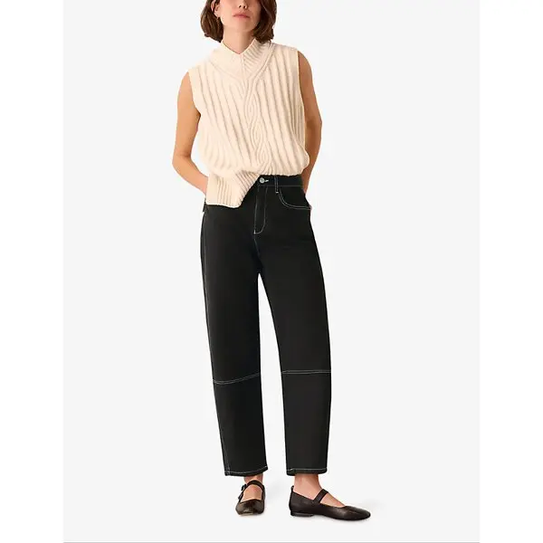 Whistles Contrast-stitch Barrel-leg Denim Jeans