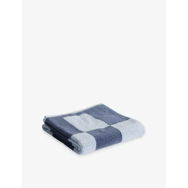 HAY Check-pattern Cotton Hand Towel - Steel Blue