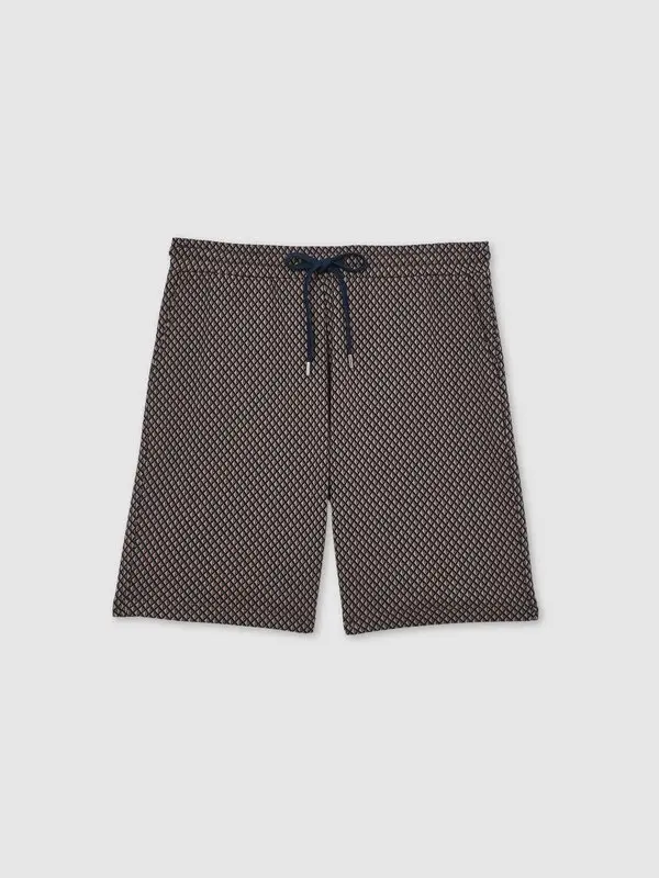 REISS Ezra Geometric Jacquard Drawstring Shorts