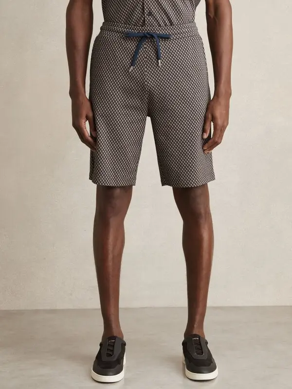 REISS Ezra Geometric Jacquard Drawstring Shorts