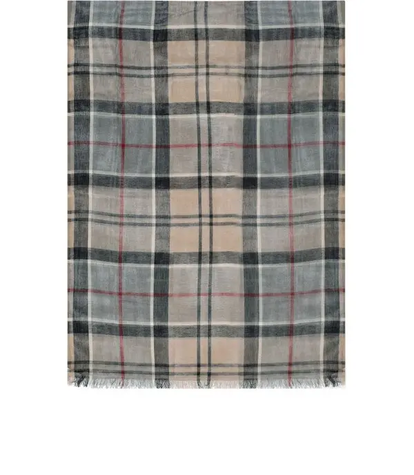 Barbour Welton Tartan Beige Scarf - Grey