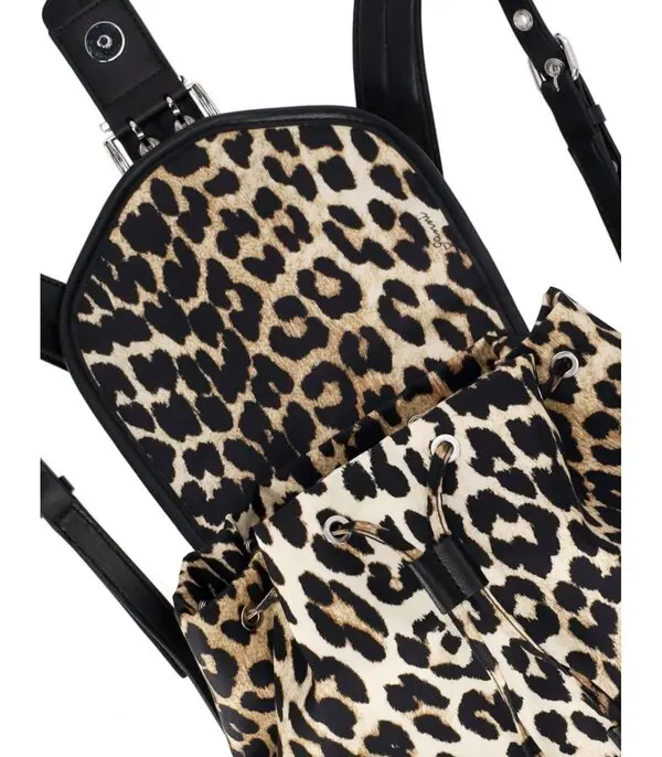 GANNI Bucky Small Animalier Backpack - Brown