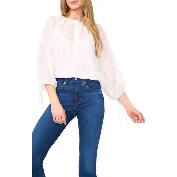 CECE DUPRAZ Floral Tie Neck Top