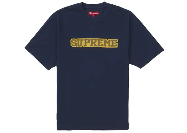Supreme Satin Appliqué Short Sleeve Top - Navy Blue