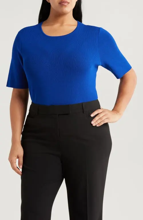 TAHARI ASL Short Sleeve Sweater - Cobalt