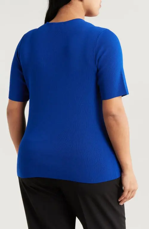 TAHARI ASL Short Sleeve Sweater - Cobalt