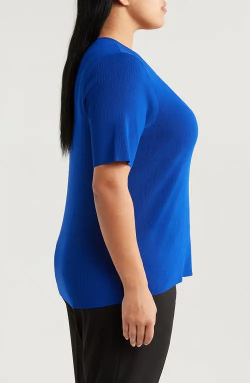 TAHARI ASL Short Sleeve Sweater - Cobalt