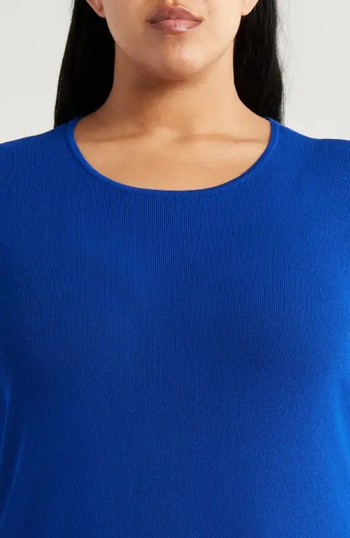 TAHARI ASL Short Sleeve Sweater - Cobalt