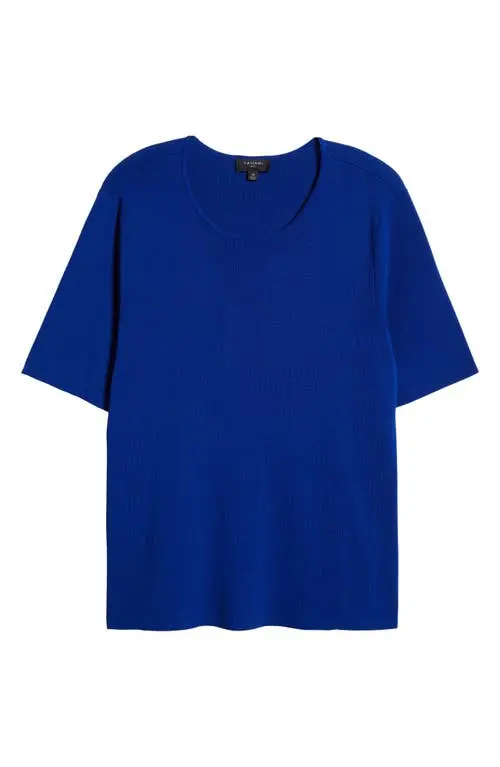 TAHARI ASL Short Sleeve Sweater - Cobalt