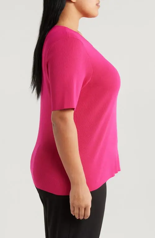 TAHARI ASL Short Sleeve Sweater - Raspberry