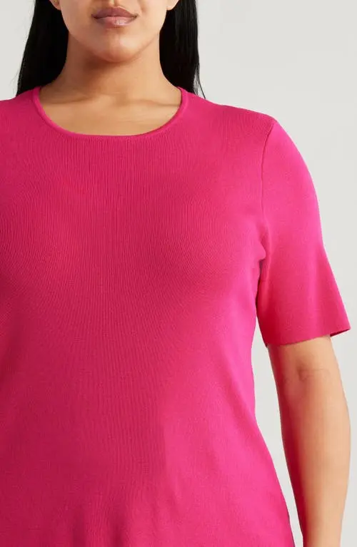 TAHARI ASL Short Sleeve Sweater - Raspberry