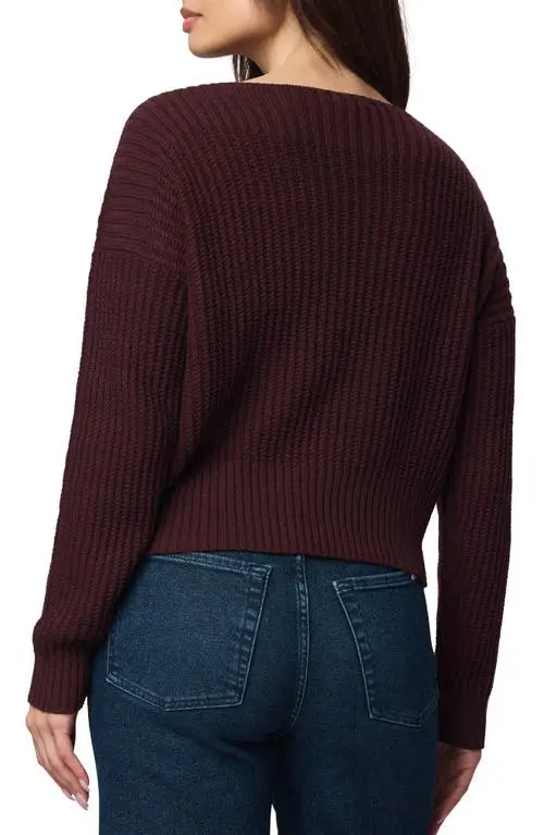 Splendid Olivia Cotton Crop Sweater - Dark Plum Purple