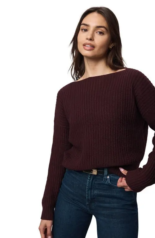 Splendid Olivia Cotton Crop Sweater - Dark Plum Purple