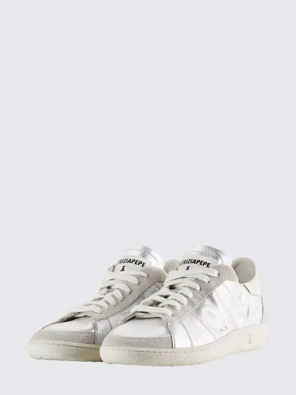 Patrizia Pepe 93 Laminated Leather Sneakers - Silver