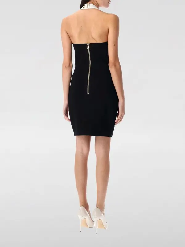 Balmain Halterneck Knit Dress With Gold-tone Button Detail
