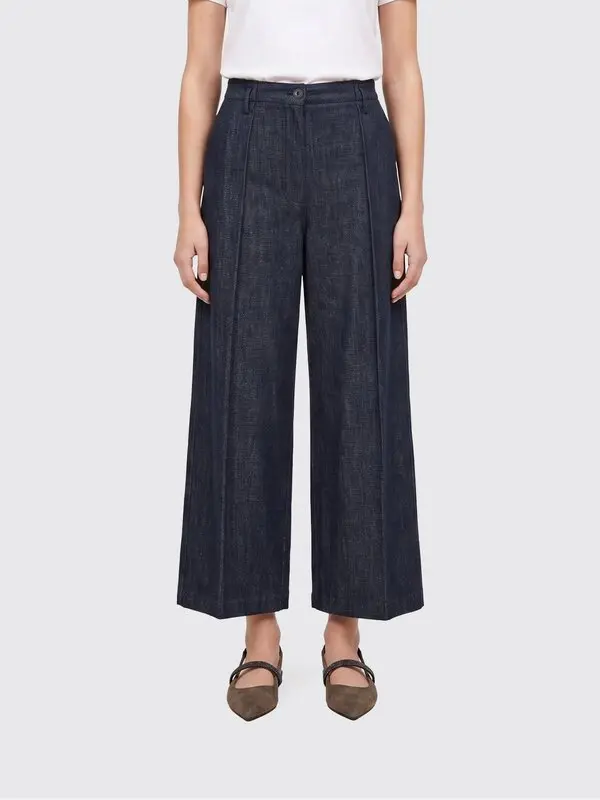 Brunello Cucinelli Cropped Cotton Trousers - Blue