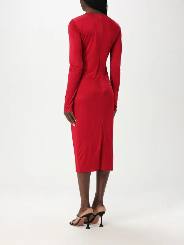 Versace Draped Embellished Midi Dress - Red