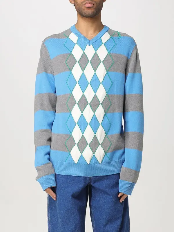 Marni Argyle And Stripe Knit Sweater