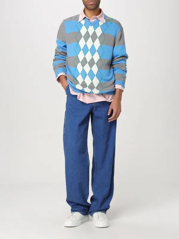 Marni Argyle And Stripe Knit Sweater