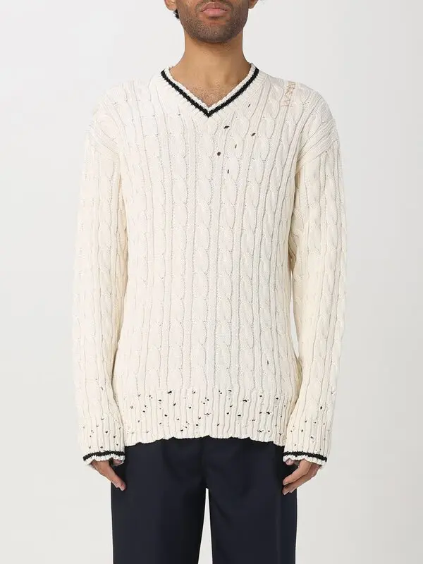 Marni Cable Knit V-neck Sweater