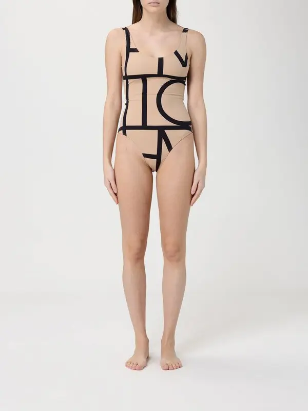 TOTEME Polyamide One-piece Swimsuit With Logo - Beige