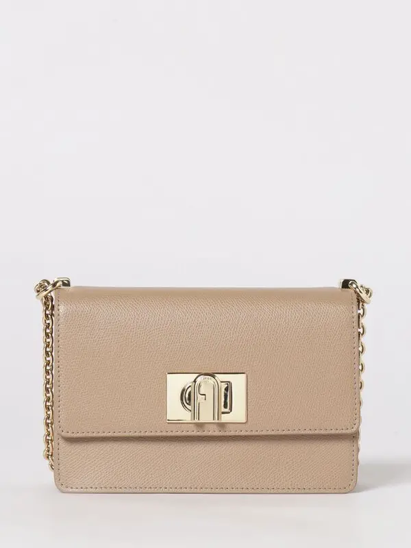 Furla Mini Bag With Turn Lock Closure And Chain Strap - Grey