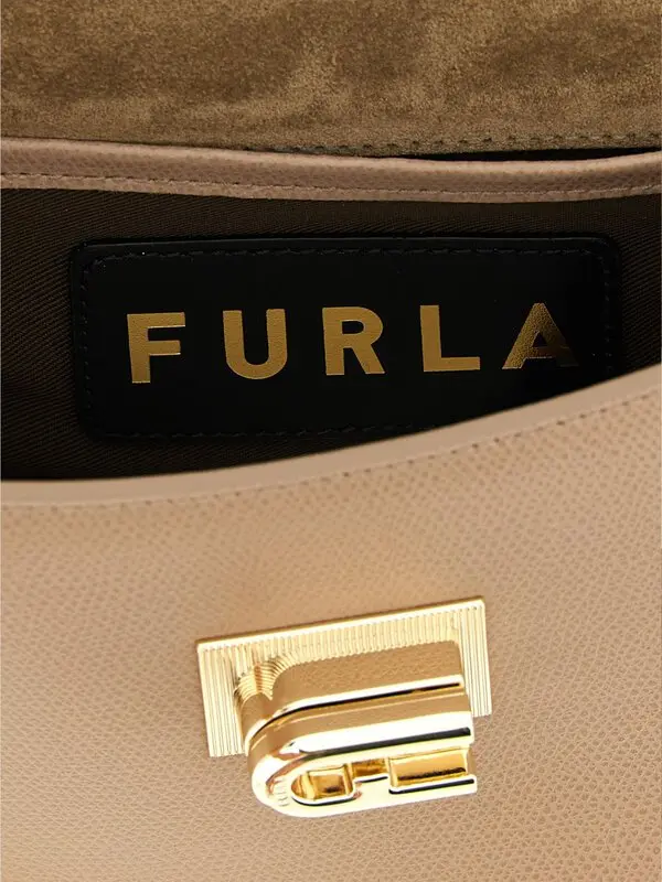Furla 1927 Mini Grained Leather Shoulder Bag - Beige