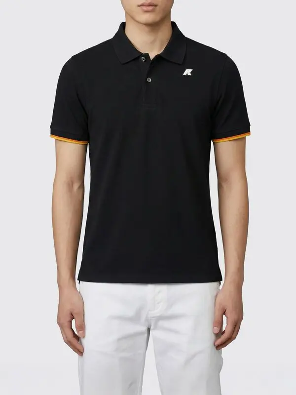 K-WAY Cotton Polo With Logo - Black