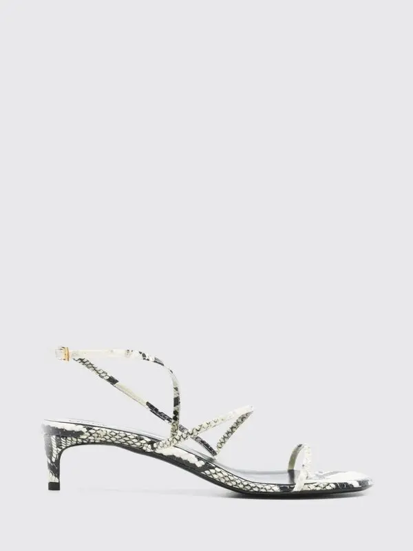 Khaite Python-print Leather Slingback Sandals With Low Heel - Nude