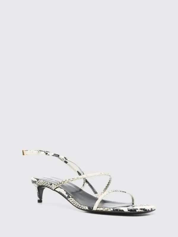 Khaite Python-print Leather Slingback Sandals With Low Heel - Nude