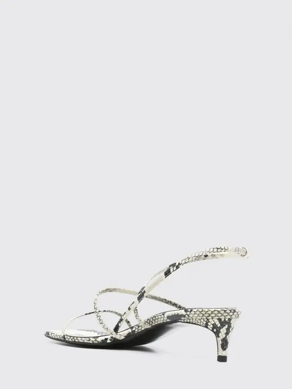 Khaite Python-print Leather Slingback Sandals With Low Heel - Nude
